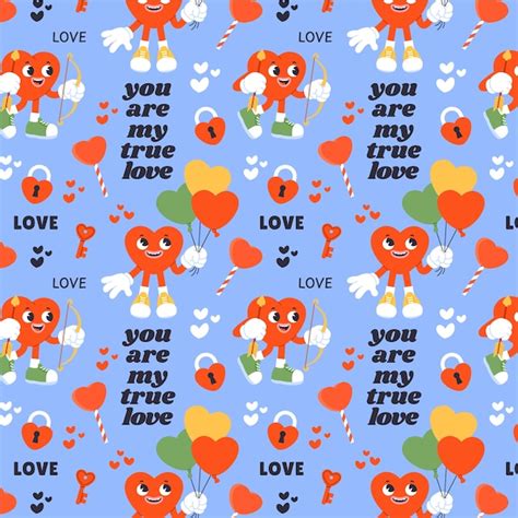 Free Vector Hand Drawn Groovy Love Pattern