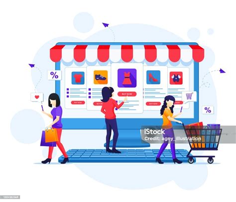 온라인 쇼핑 컨셉 온라인 스토어 플랫 벡터 일러스트에서 상품을 구매하는 사람들 가방에 대한 스톡 벡터 아트 및 기타 이미지 가방 개념 개념과 주제 Istock