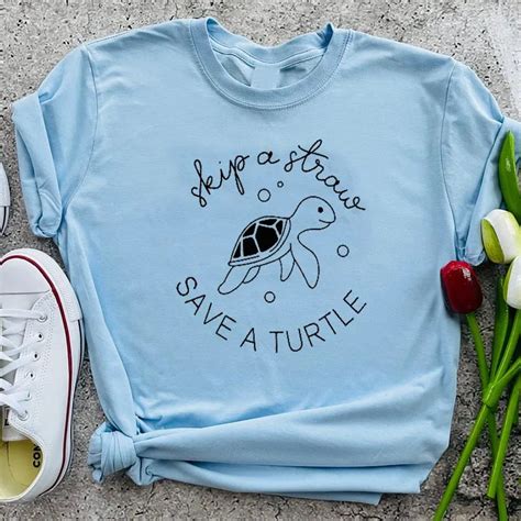 빨대 스킵 거북이 저장 티셔츠 보호 바다 슬로건 여성 티셔츠 스트리트웨어 트렌디 셔츠 힙 스터 코튼 탑스 드롭 배송티셔츠 Aliexpress