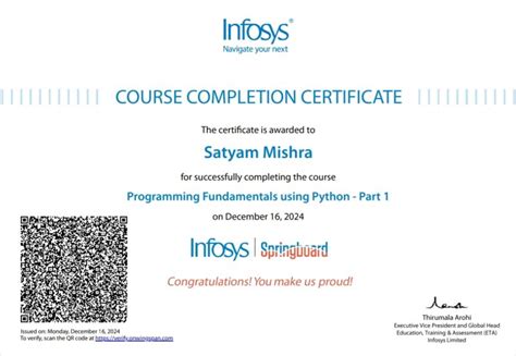 Satyam Mishra On Linkedin Infosysspringboard Python Learning