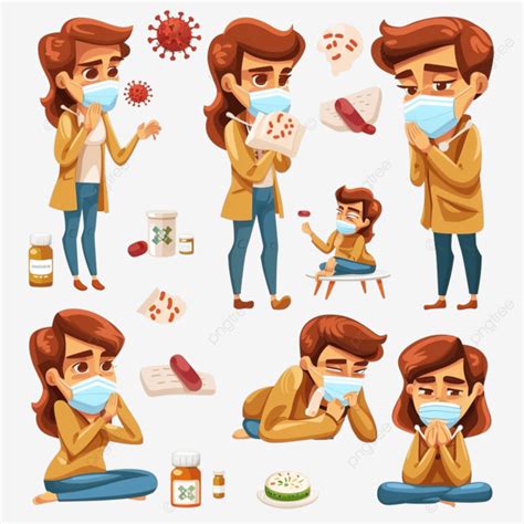 Síntomas De La Ilustración Del Vector De Influenza Png Dibujos Gripe Influenza Enfermo Png