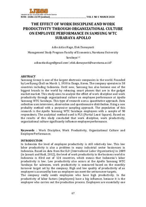 Pdf The Effect Of Work Discipline And Work Productivity Through Organizational Culture On