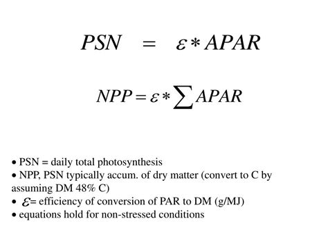 Ppt Daily Net Photosynthesis Psn And Annual Net Primary Production Npp Powerpoint