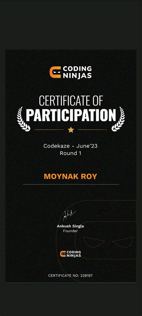 Moynak Roy On Linkedin I Had Participated In Coding Ninjas Codekaze