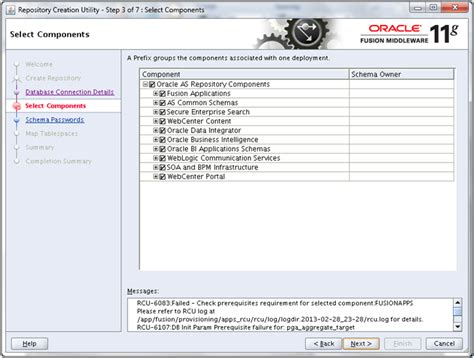 Oracle Fusion Applications Installation Run Oracle Fusion Applications Repository Creation