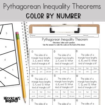 Pythagorean Inequality Theorem Color By Number Worksheet TPT