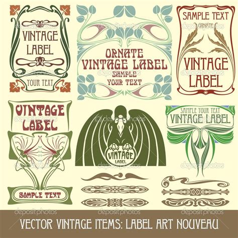 Стоковые векторные изображения стиль модерн цветы Страница 7 Art Nouveau Vintage Lettering