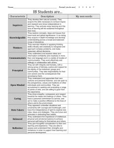 IB Learner Profile Attributes Of An IB Learner