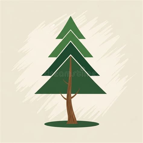 Stylized Illustration Of A Pine Tree Composed Of Overlapping Green