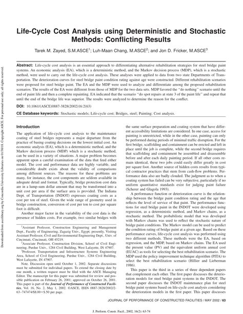 Pdf Life Cycle Cost Analysis Using Deterministic And Stochastic