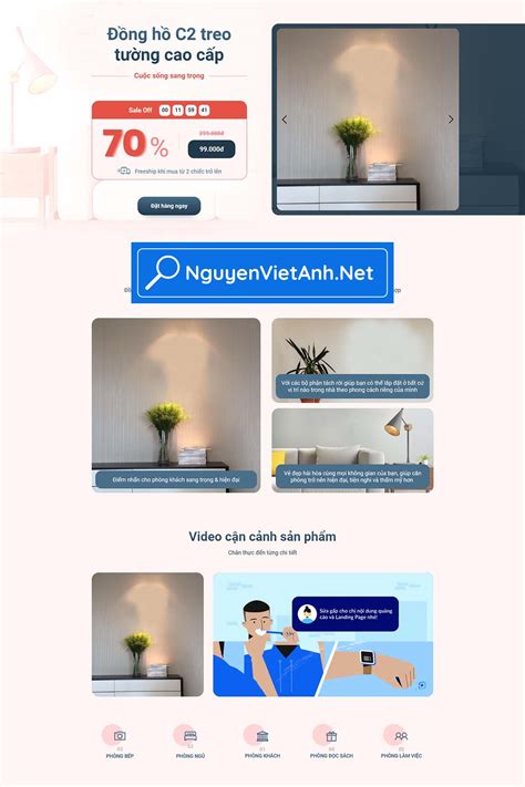 1 Theme Mẫu Landing Page Đồng Hồ Dán Tường 3d 2025