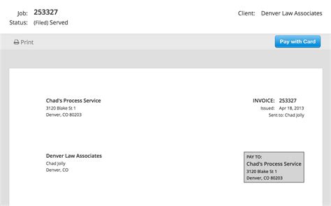 Process Server Invoice Template Detrester Com