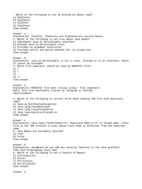 Advance Java Mcq Pdf Port Computer Networking Cookie