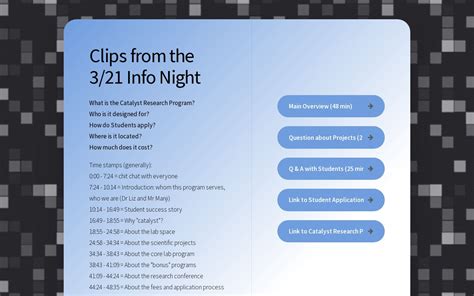 Clips From The 3 21 Info Night About The Catalyst Research Program
