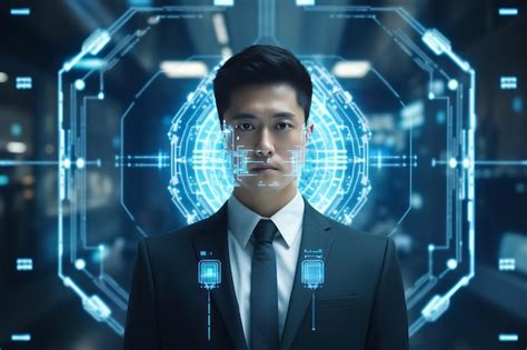 the rise of futuristic cyber security asian man s eye scanning and
