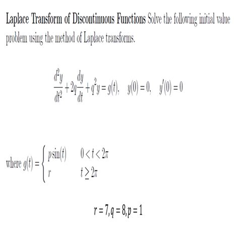 Solved Laplace Transform Of Discontinuous Functions Solve The Following 1 Answer
