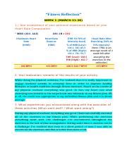Fitness Reflection Movement Enhancement Docx Fitness Reflection WEEK 1 MARCH 21 26 1 Your