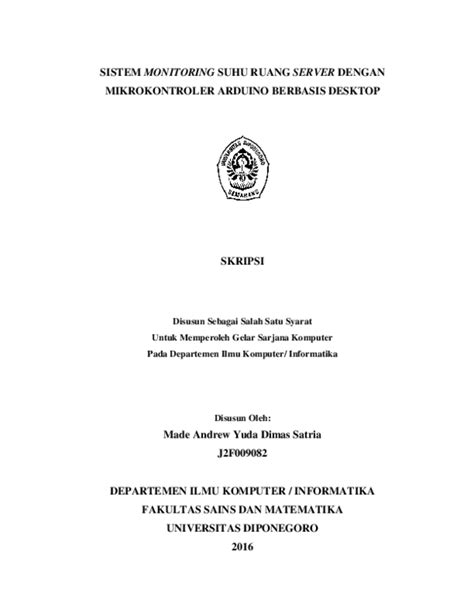Pdf Sistem Monitoring Suhu Ruang Server Denganmikrokontroler Arduino Berbasis Desktop