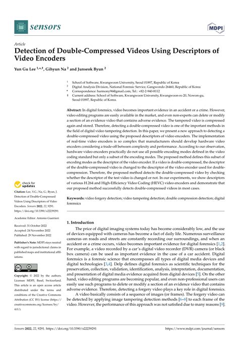 pdf detection of double compressed videos using descriptors of video