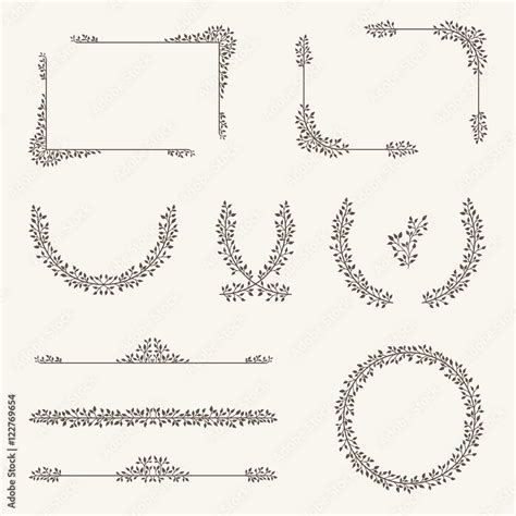 Vector Set Of Decorative Elements Border And Page Rules Frame Stock Vector Adobe Stock