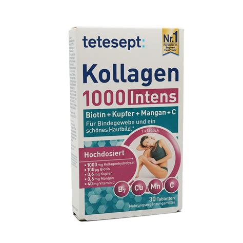 Tetesept Collagen ტეტესეპტი კოლაგენ1000 ინტენს 30 ტაბლეტი