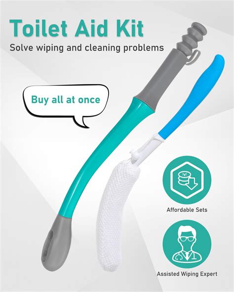 Extended Reach Butt Wiper Set Includes 2 Toilet Aids For Wiping Tool