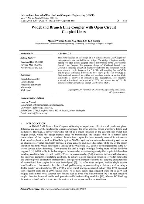 Wideband Branch Line Coupler With Open Circuit Coupled Lines Pdf Technology And Computing