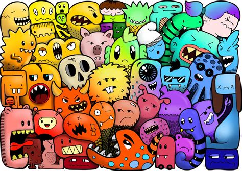 Images à Colorier De Monstres Doodle Imprimer Colorier Livre De