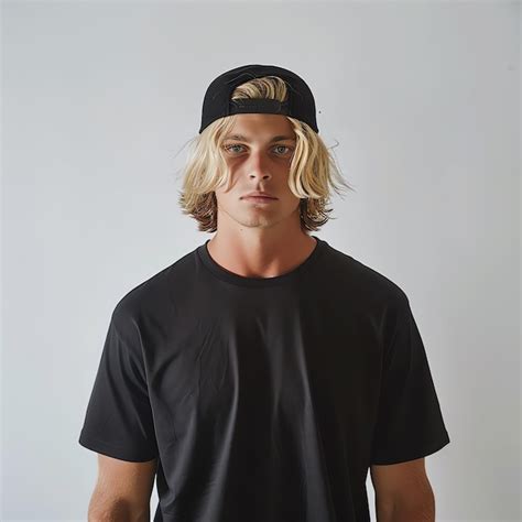 Premium Photo A Man Wearing A Black Hat That Says Hes Wearing A Black Hat