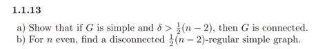 Solved 1113 A Show That If G Is Simple And δ 〉 N 2