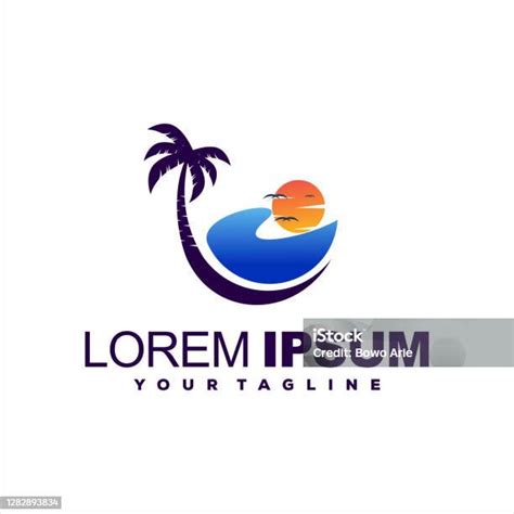 오션웨이브 선셋 로고 디자인 0명에 대한 스톡 벡터 아트 및 기타 이미지 0명 나무 디자인 Istock