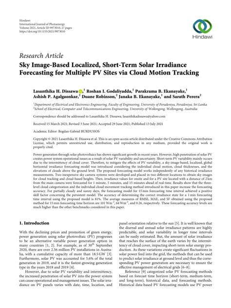 Pdf Sky Image Based Localized Short Term Solar Irradiance Forecasting For Multiple Pv Sites
