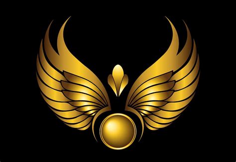 3d Golden Crossed Double Wings Logo Stock Vector Royalty Free