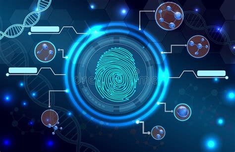 Fingerprint With Concept Blue Abstract Technology Background Stock