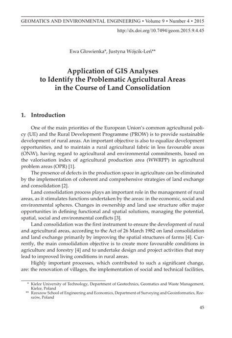 Pdf Application Of Gis Analyses To Identify The Problematic