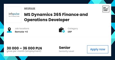 Ms Dynamics 365 Finance And Operations Developer Job Erp Infopulse