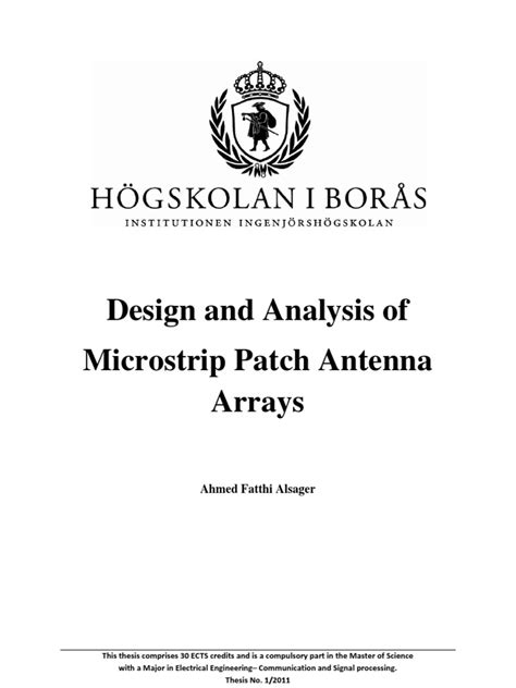 Pdf Design And Analysis Of Microstrip Patch Antenna Arrays Good