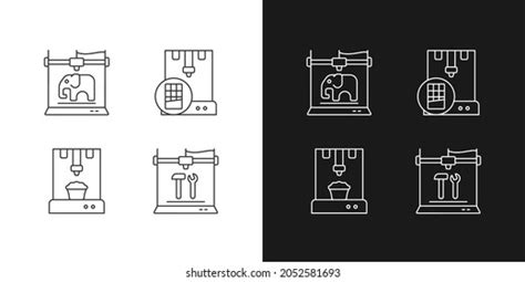 3d Printed Physical Objects Linear Icons Stock Vector Royalty Free