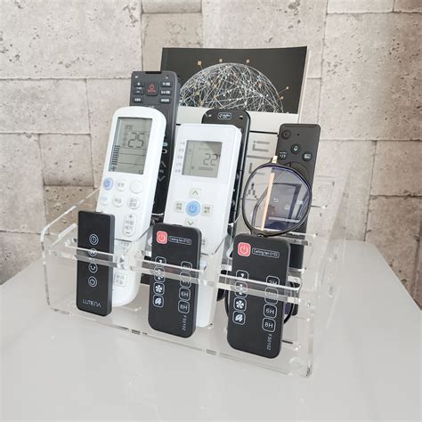 엮으라메 투명 아크릴 리모컨거치대 리모컨꽂이 곰돌이 손잡이 안경 보관 정리 에어컨 리모콘 수납함