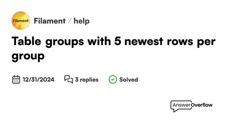 Table Groups With 5 Newest Rows Per Group Filament