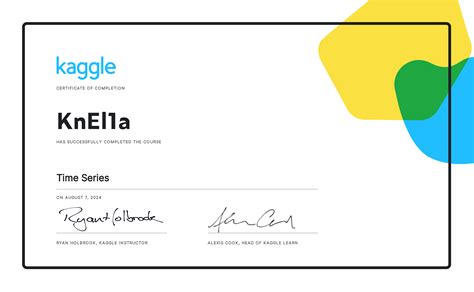 knel1a completed the time series course on kaggle