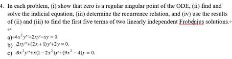 Solved In Each Problem I Show That Zero Is A Regular Chegg Com