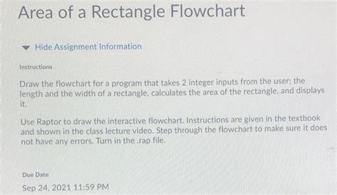 Solved Area Of A Rectangle Flowchart Hide Assignment