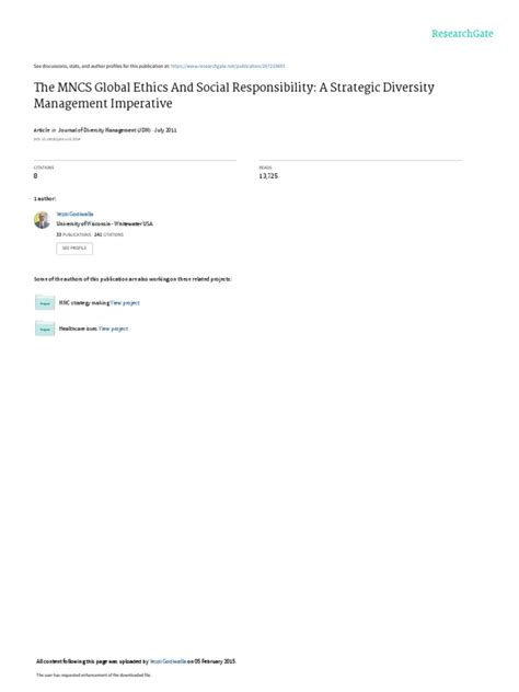 The Mncs Global Ethics And Social Responsibility A Download Free Pdf Corporate Social