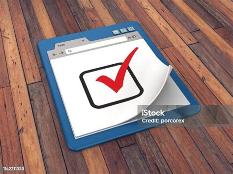 나무 바닥 배경에 체크 표시가 있는 웹 브라우저3d 렌더링 검사 보기에 대한 스톡 사진 및 기타 이미지 검사 보기 3차원 형태 It 지원 Istock