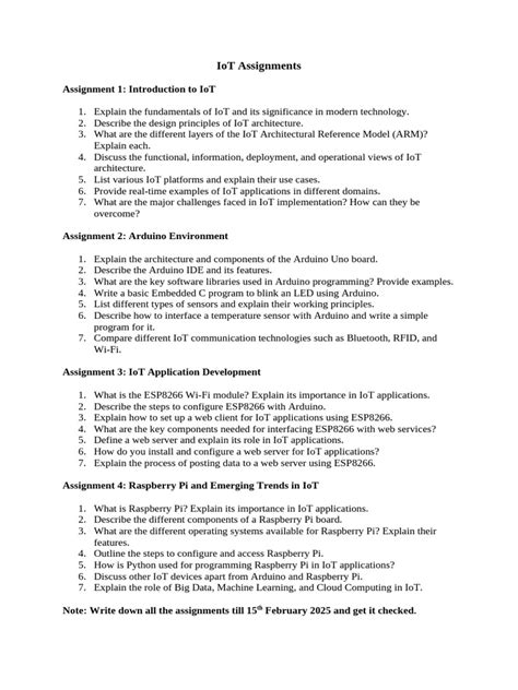 Iot Assignments Pdf Internet Of Things Arduino