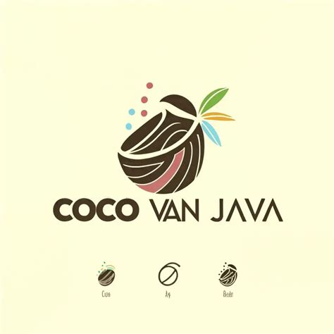 Logo Design For Coco Van Java Minimalistic Coconut Symbol In Colorful