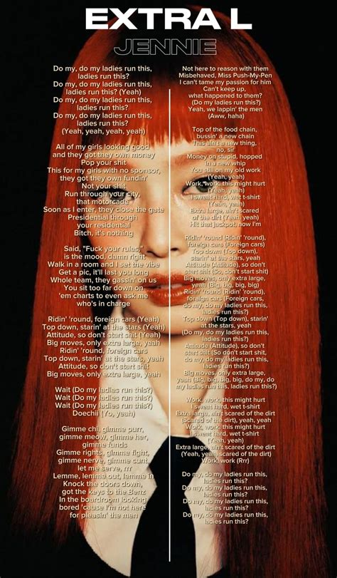 Extra L Jennie Lyrics Blackpink Jennie Testi Delle Canzoni Parole