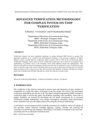 Advanced Verification Methodology For Complex System On Chip Verification PDF