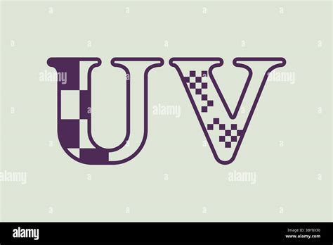 Vector Typography Of Uv Coordinates With Bold Stylized Letters U And V